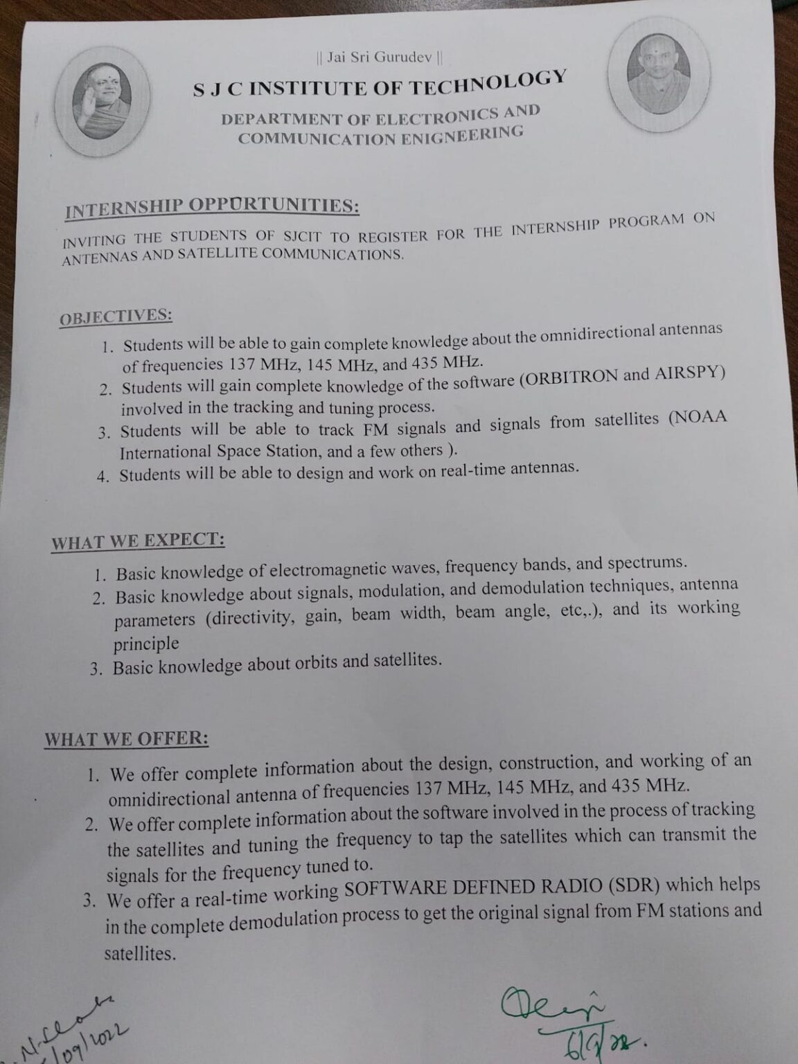 Inauguration of space lab & Internship program on Satellite ...